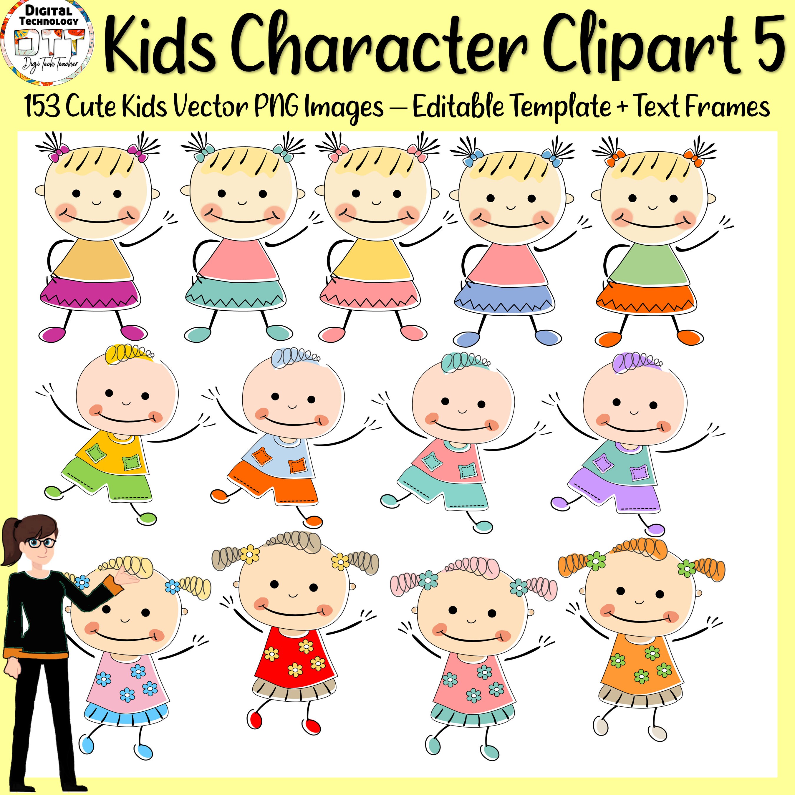 Kids Character Vectors & Text Frame Clipart 5, Kids Text Frames, Kids ...