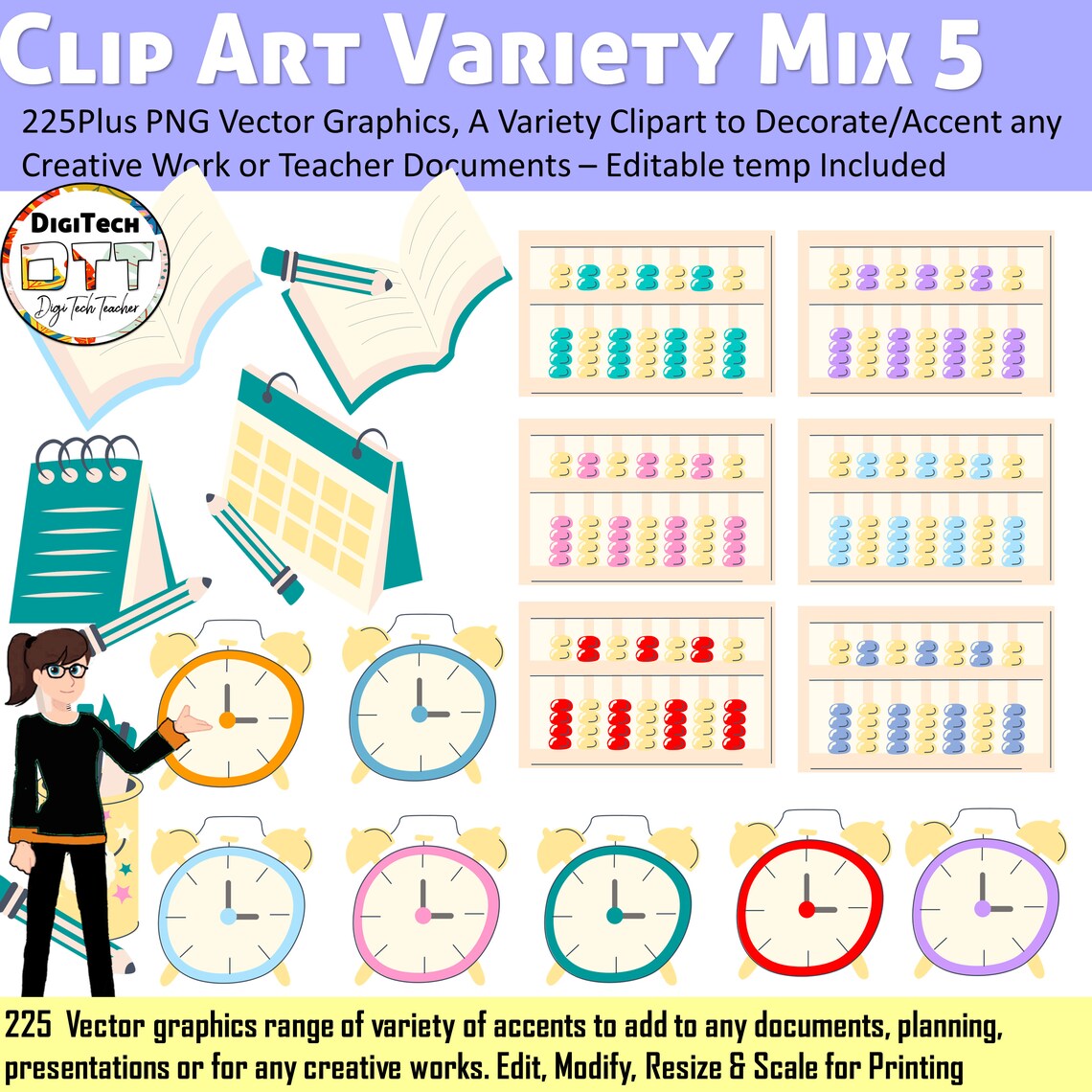Clip Art Vector Variety Mix 5, Teacher Clipart, Page Accent Clipart ...