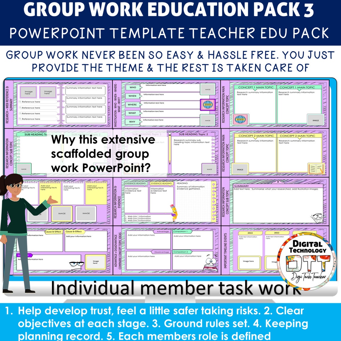 Group Work Powerpoint Template 3 Student Project Teacher - Etsy