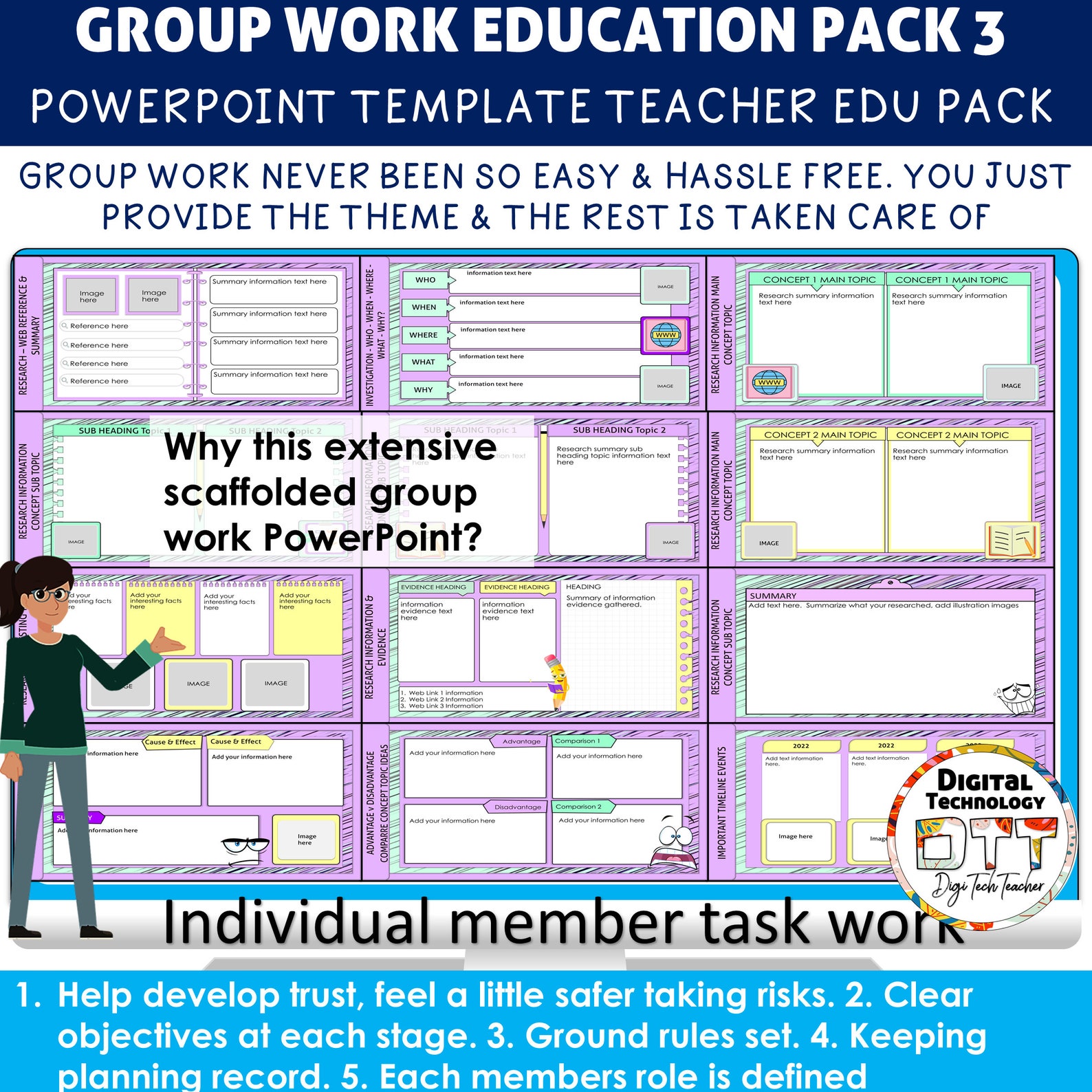 Group Work Powerpoint Template Teacher Education Pack 3 320 - Etsy