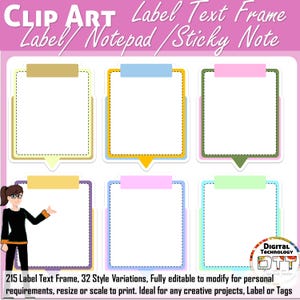 Lable Style Notepad and Sticky Note Designs, 215 PNG Digital Graphics ...