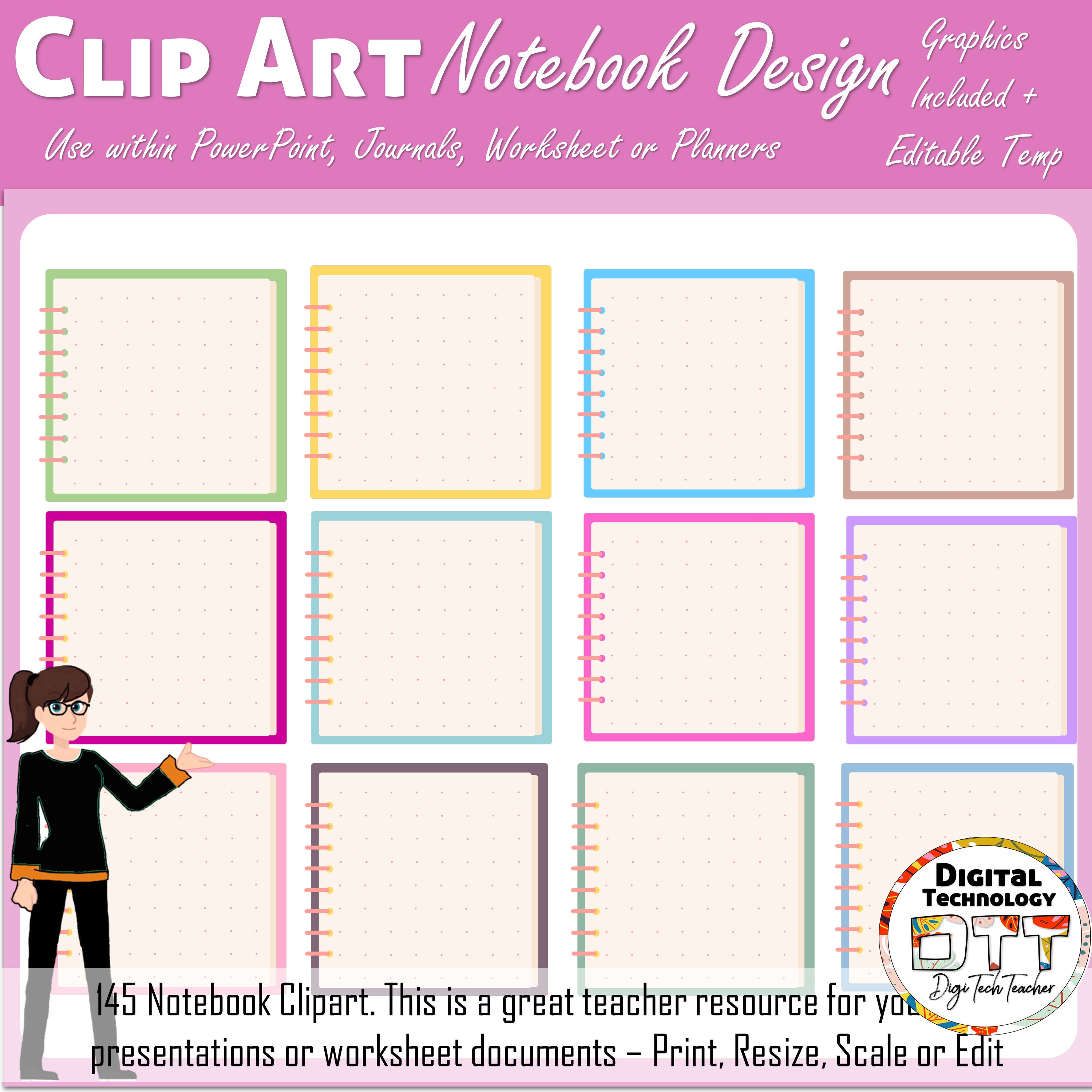 Notebook Vector Clipart, Notebook Powerpoint Element, Notebook Text ...