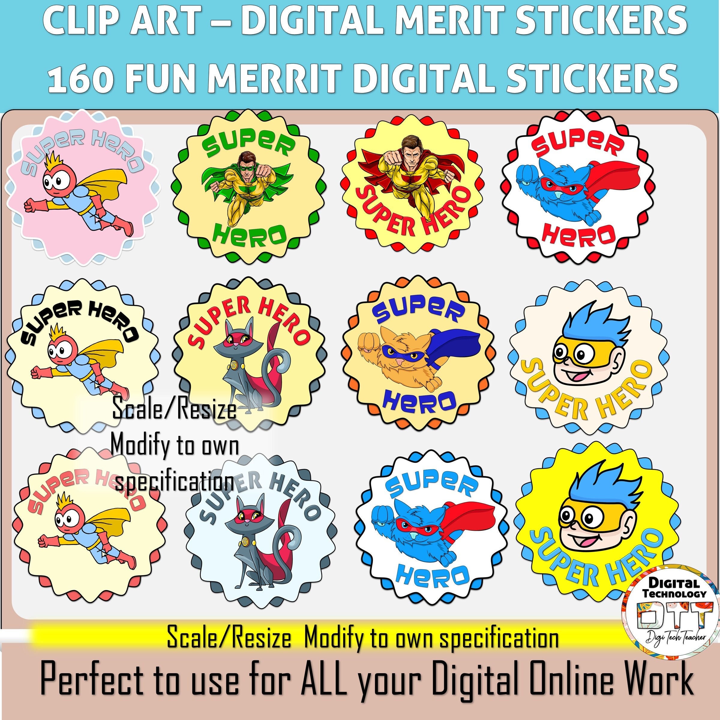 School Sticker Digital Clipart, Award Stickers, Kids Sticker, Digital ...