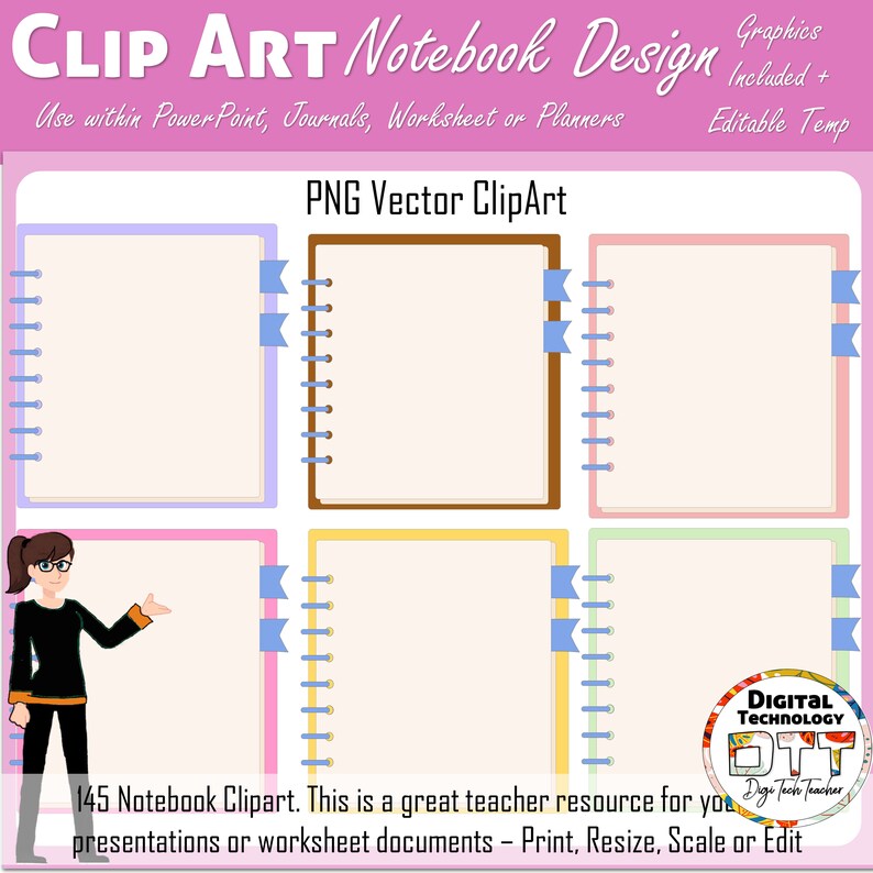 Notebook Vector Clipart, Notebook Powerpoint Element, Notebook Text ...