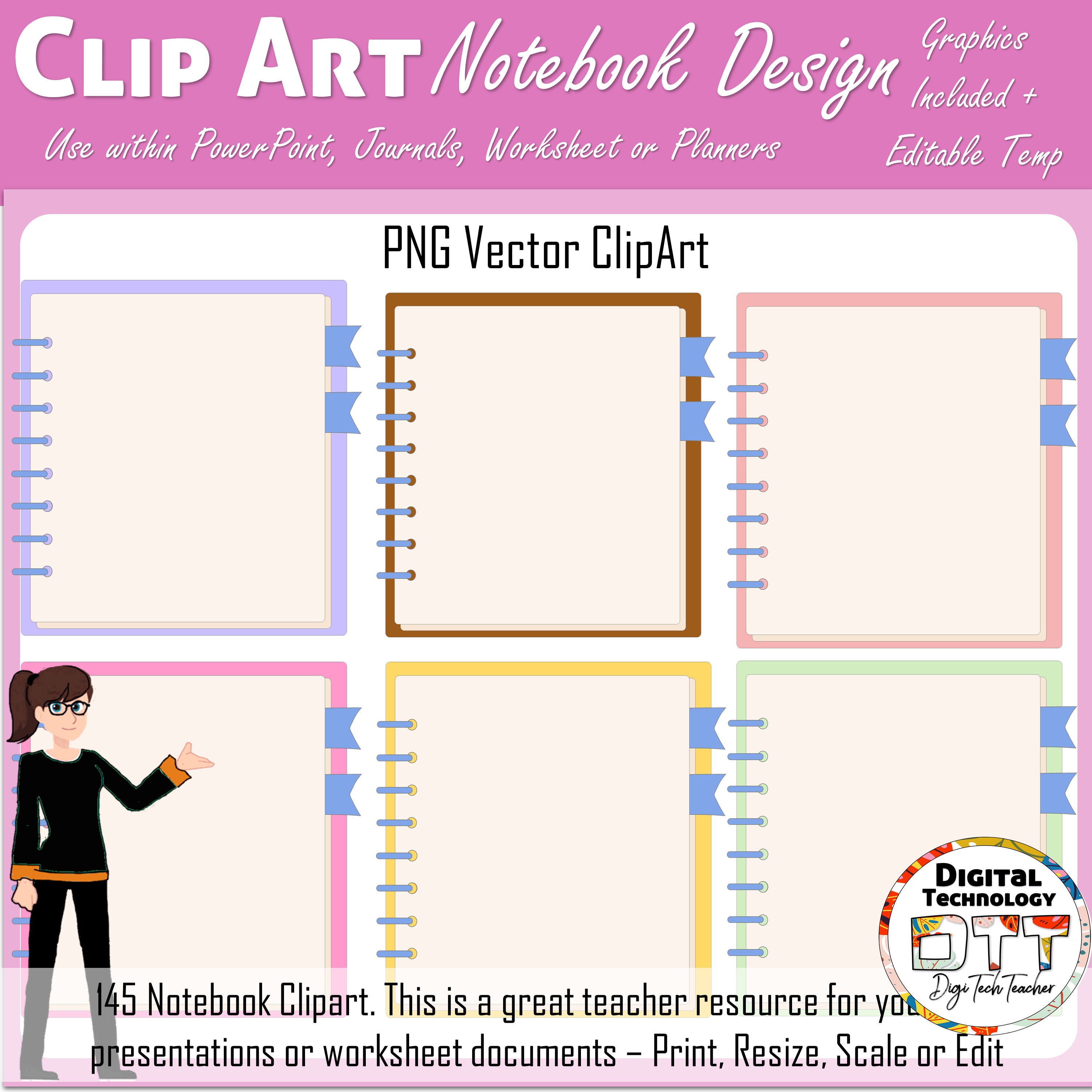 Notebook Vector Clipart, Notebook Powerpoint Element, Notebook Text ...