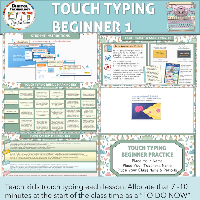 Touch Typing Beginner Lesson: Powerpoint Template (editable) - Etsy