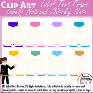 Lable Style Notepad and Sticky Note Designs, 215 PNG Digital Graphics ...