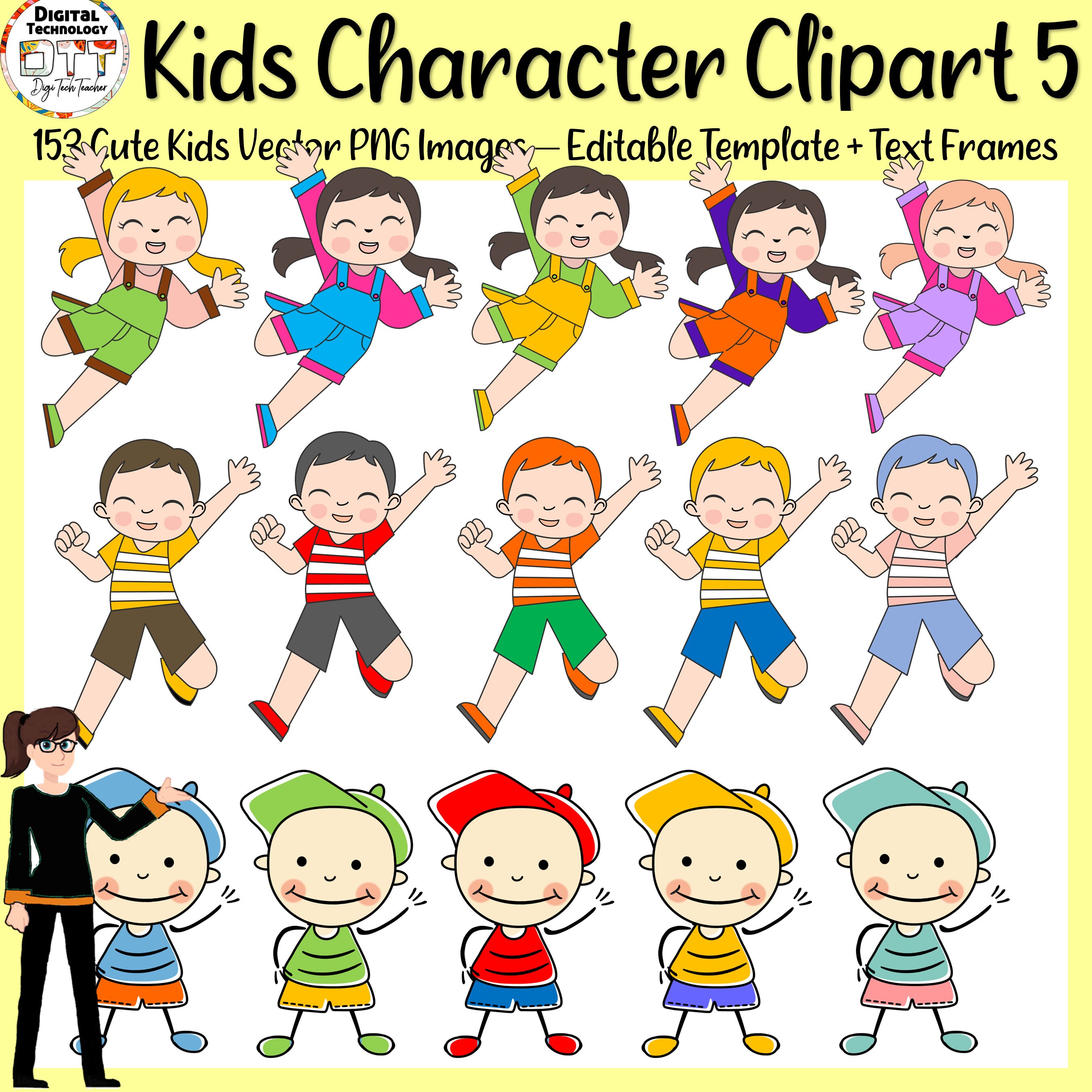 Kids Character Vectors & Text Frame Clipart 5, Kids Text Frames, Kids ...