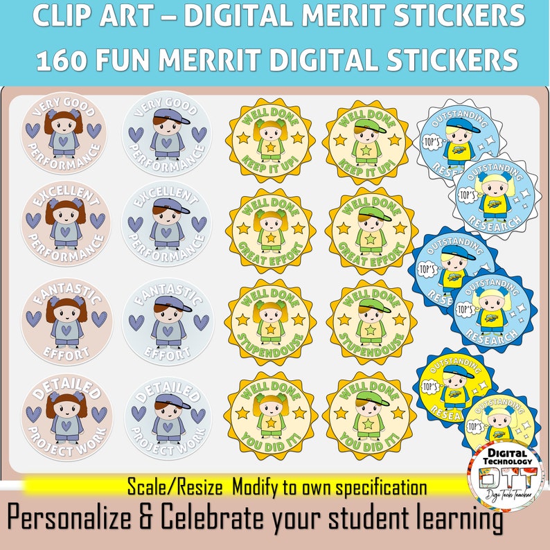 School Sticker Digital Clipart, Sticker, Kids Sticker, Digital Sticker ...