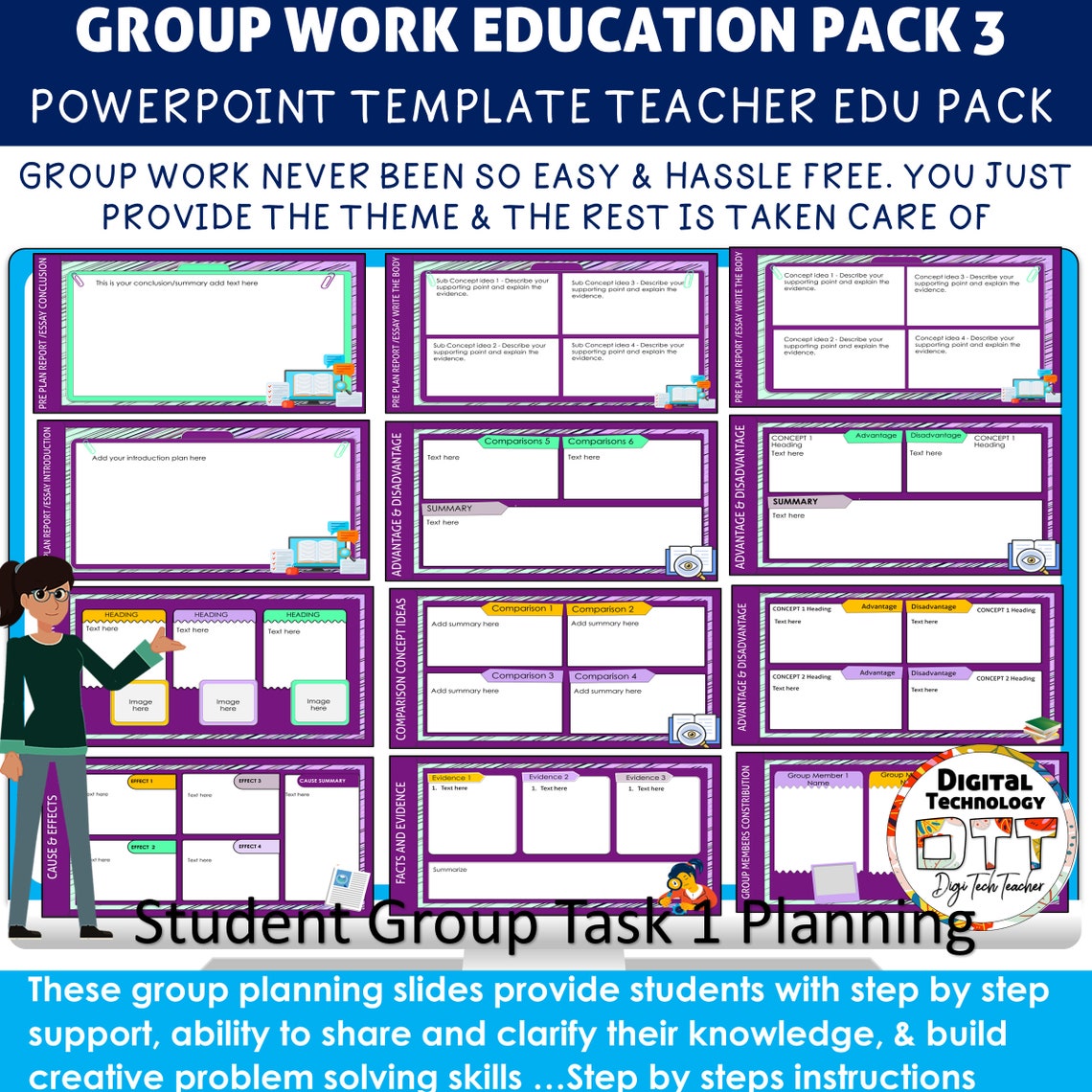 Group Work Powerpoint Template 3 Student Project Teacher - Etsy