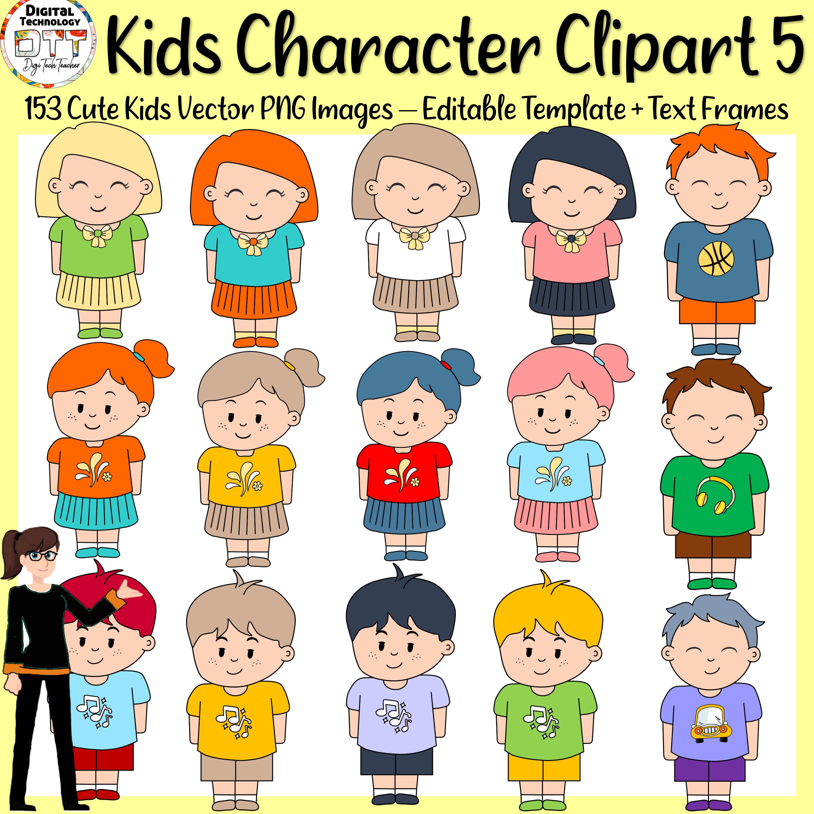 Kids Character Vectors & Text Frame Clipart 5, Kids Text Frames, Kids ...