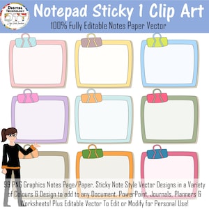 Sticky Note Clipart: 99 Editable Vector PNG Graphics - Etsy