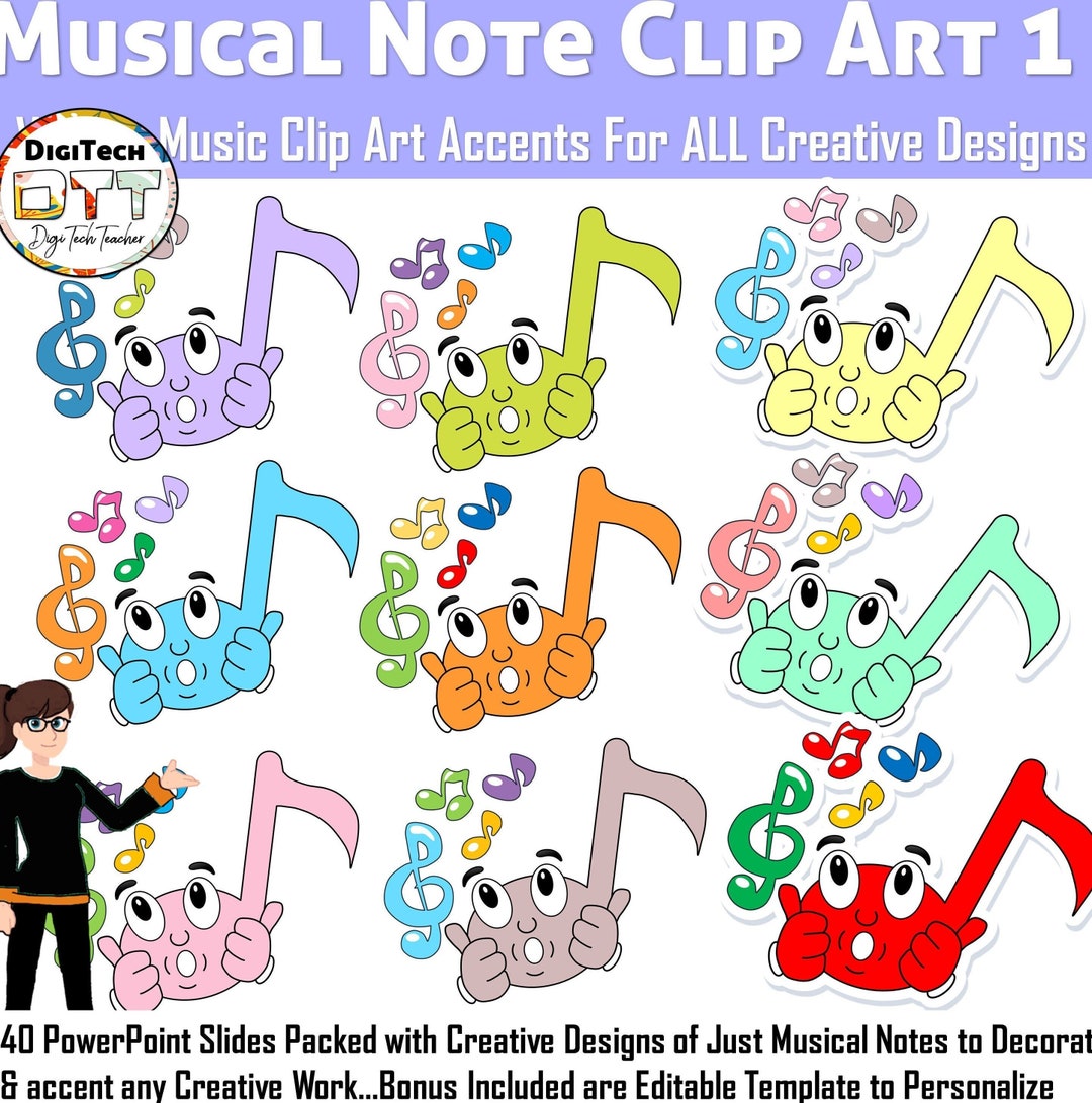 Musical Notes Vector Clip Art 1 Musical Note Icons Musical - Etsy