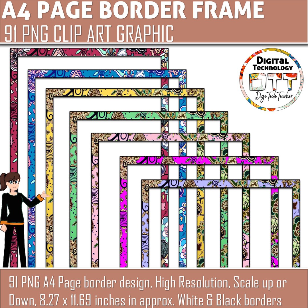 Page Border Clipart 1, A4 91 Png's, Vertical Pageborder, Comic ...