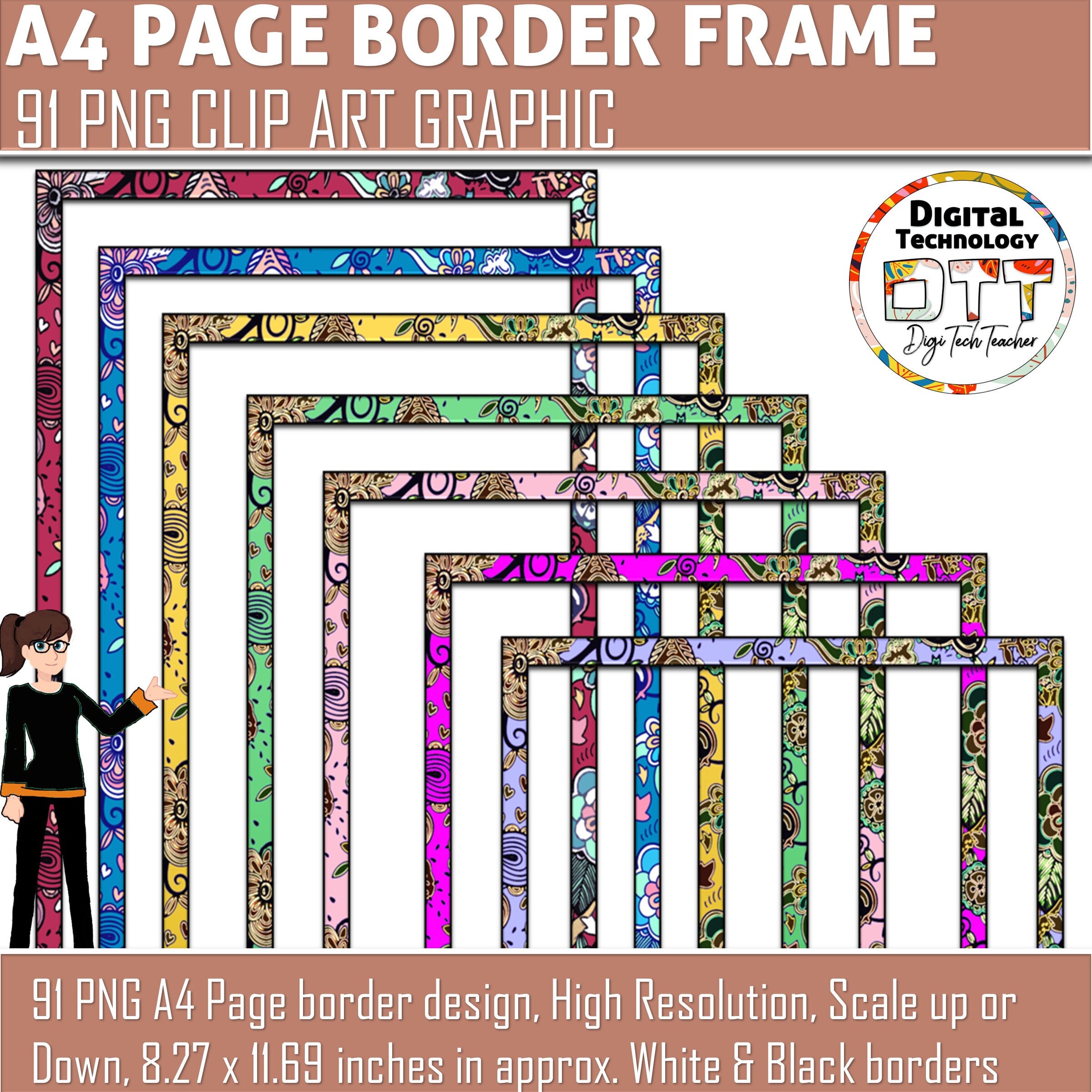 Page Border Clipart 1, A4 91 Png's, Vertical Pageborder, Comic ...