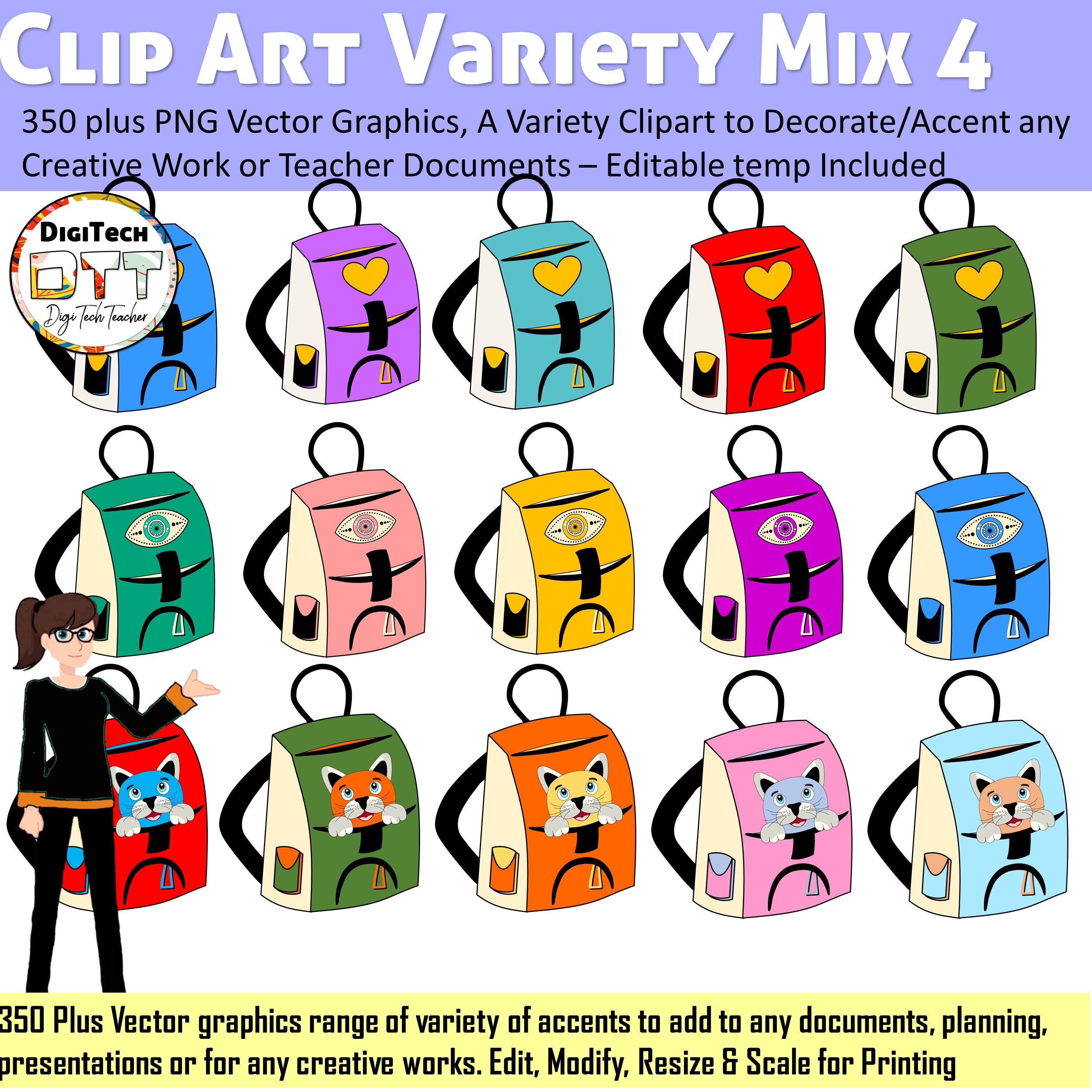 Clip Art Vector Variety Mix 4, Teacher Clipart, Page Accent Clipart ...