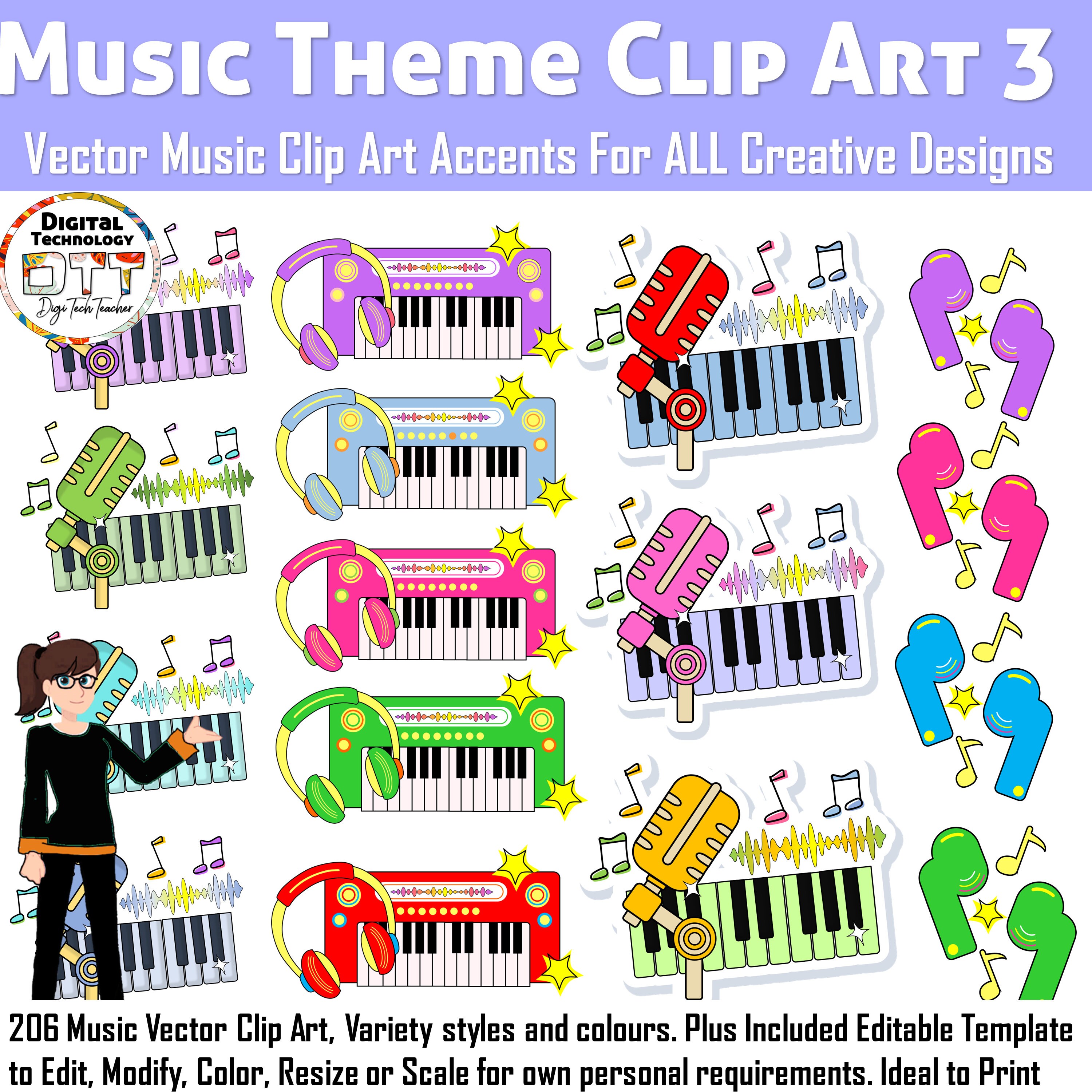 Music Vector Clip Art 3, Media Clip Art, Music Icon Clip Art, Teacher ...