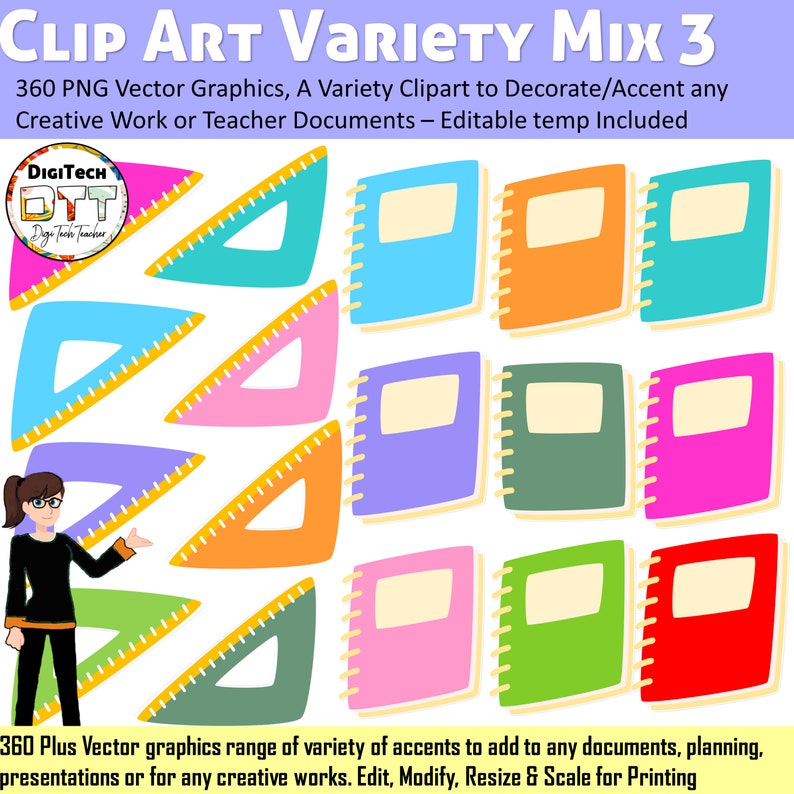 Clip Art Vector Variety Mix 3, Teacher Clipart, Page Accent Clipart ...