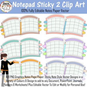 Notepad Sticky 2 Vector Clipart, Paper Clipart, Label Clipart ...
