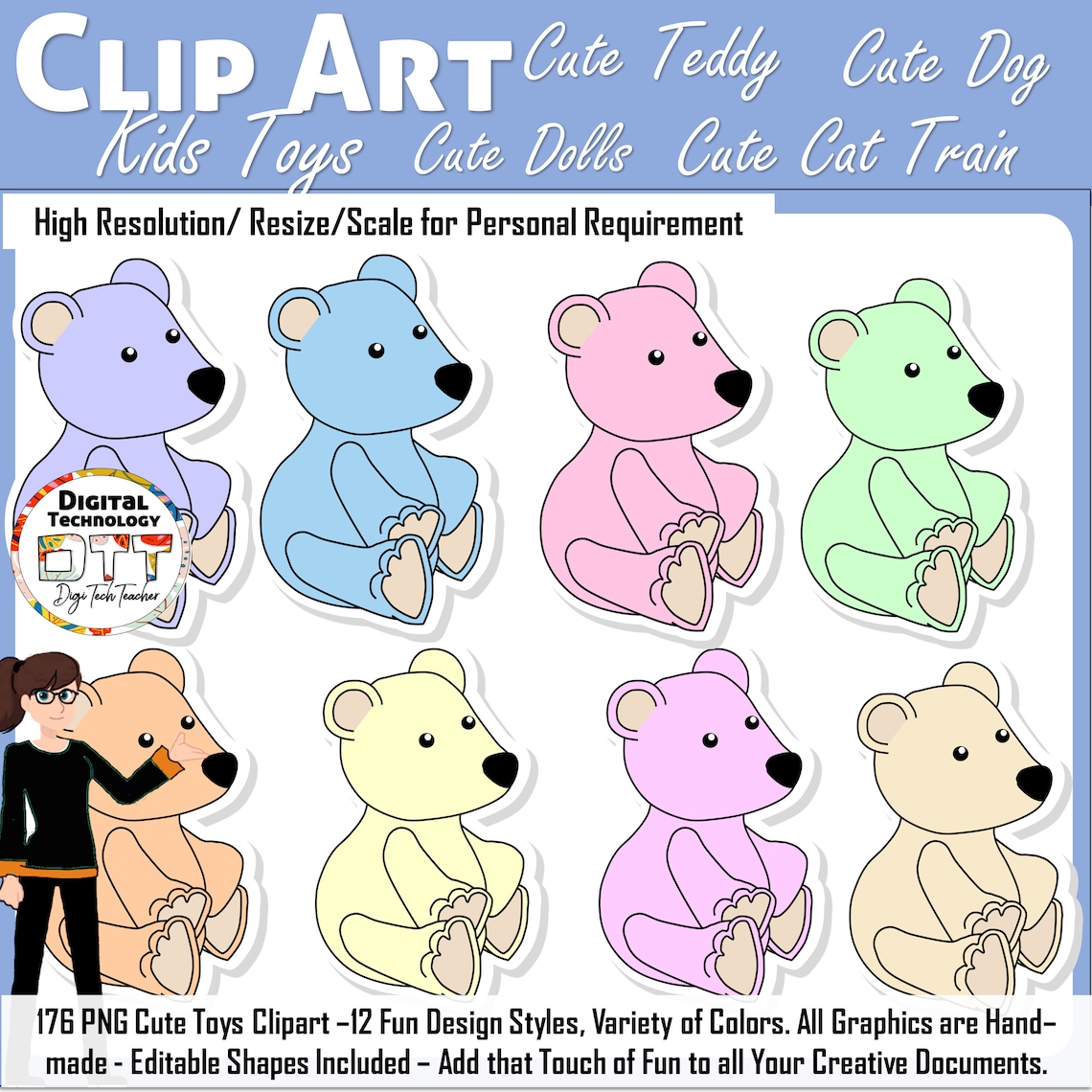 Toy Clipart Kids Toy Clipart Graphics Teddy Clipart Cute - Etsy