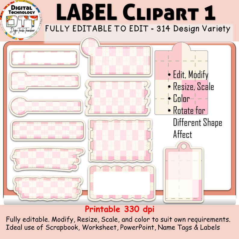 Label Clipart 1, 332 PNG, Editable Graphic, Name Lable, Label Frame ...