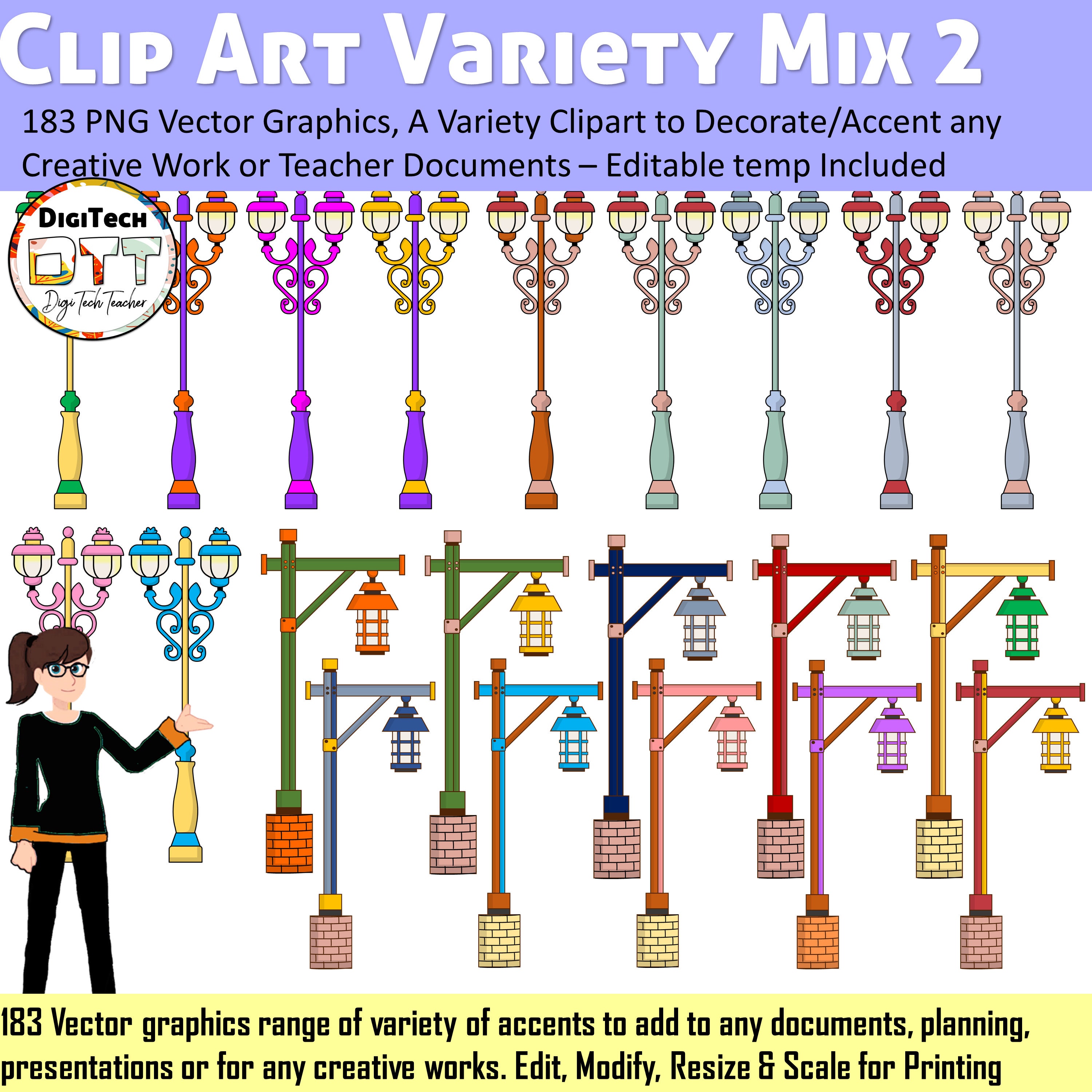 Clip Art Vector Variety Mix 2, Teacher Clipart, Page Accent Clipart ...