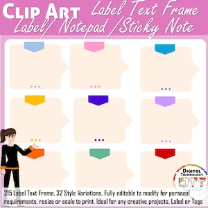 Lable Style Notepad and Sticky Note Designs, 215 PNG Digital Graphics ...