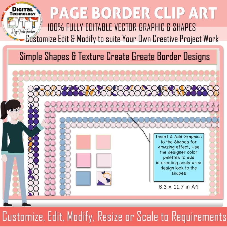 Page Border Clipart 2, Border Clipart, Editable Borders, Decorative ...