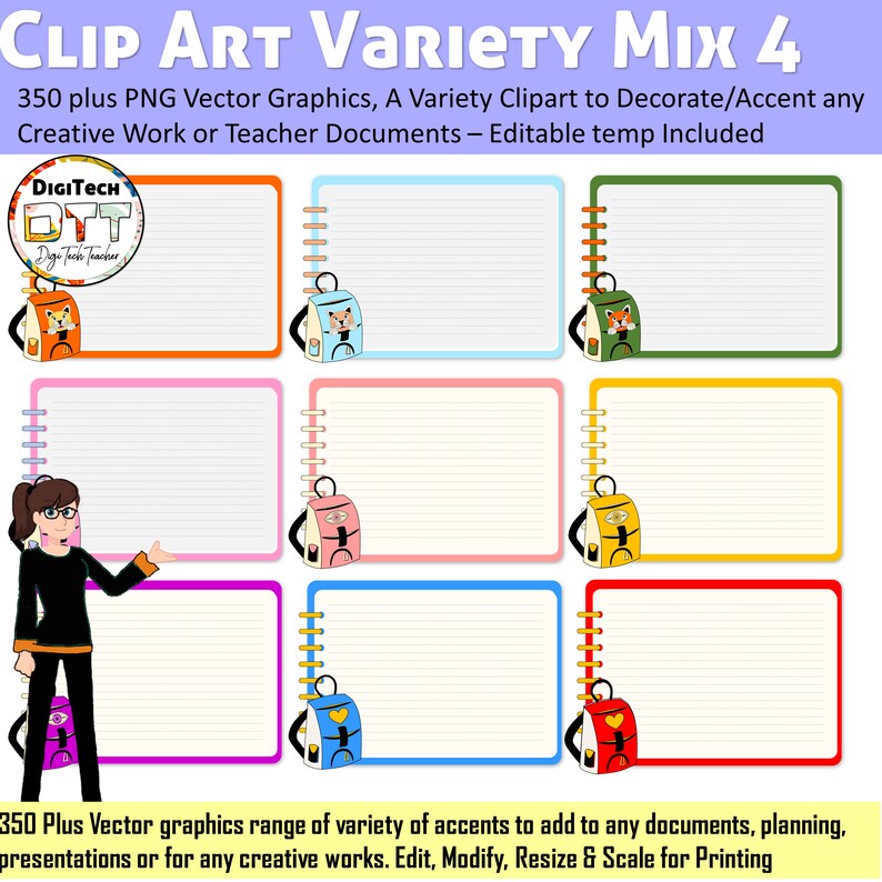 Clip Art Vector Variety Mix 4, Teacher Clipart, Page Accent Clipart ...