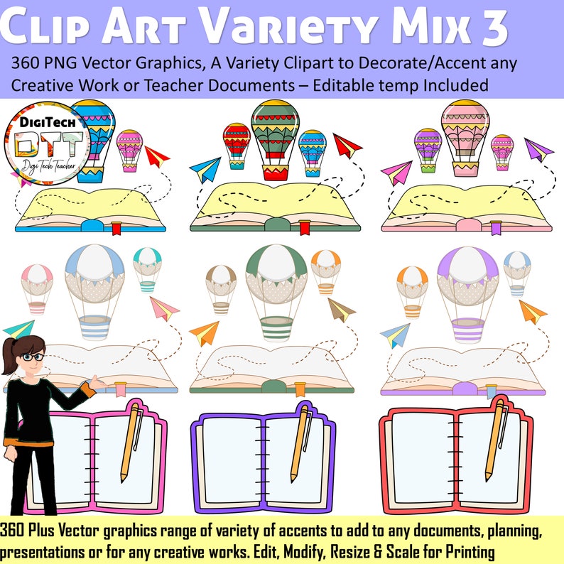 Clip Art Vector Variety Mix 3, Teacher Clipart, Page Accent Clipart ...