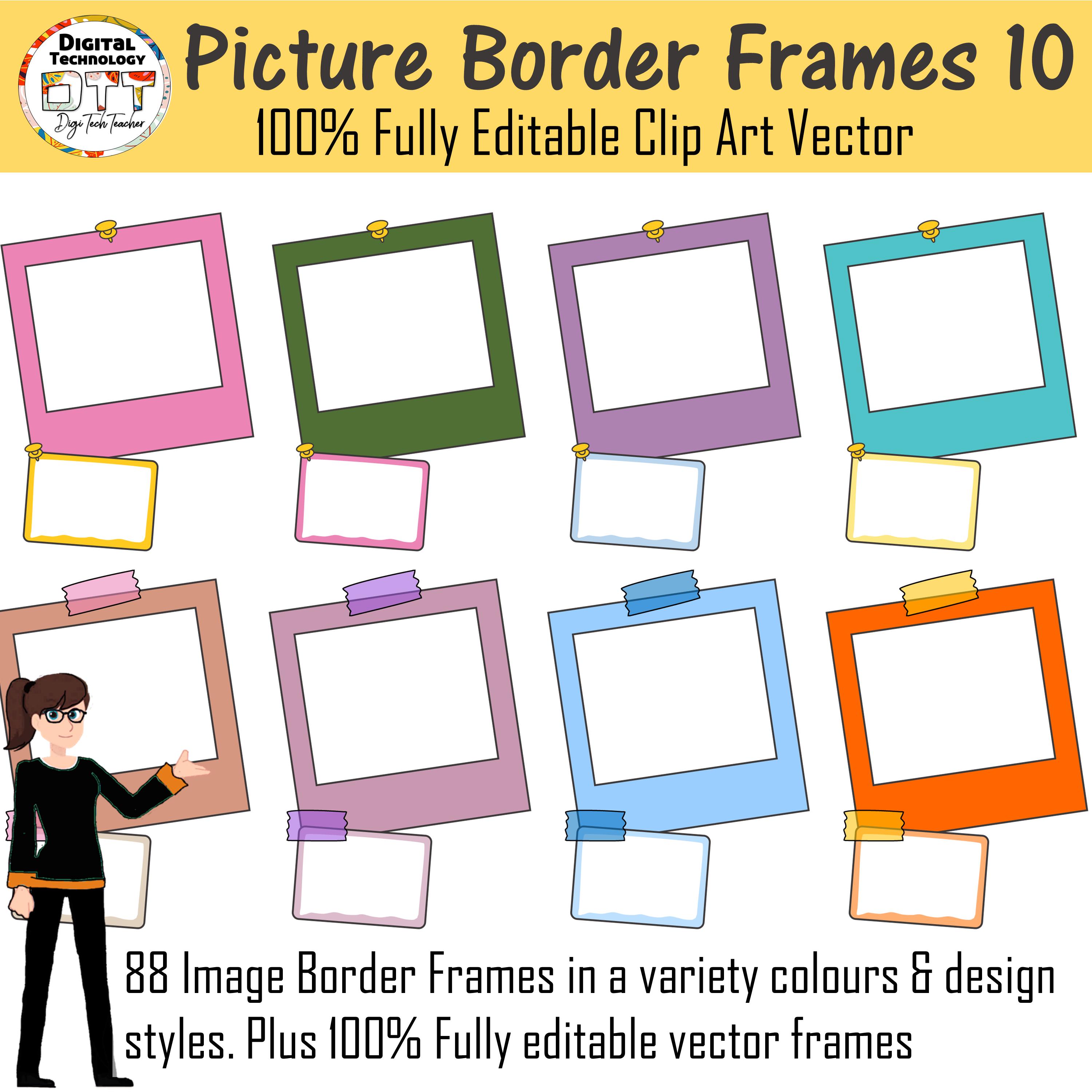 Digital Picture Border Frames 10, Photo Border Clip Art, Text Holder ...