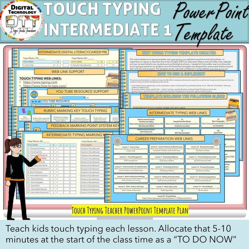 Touch Typing Intermediate 1, Keyboarding, Computer Lessons, Student ...
