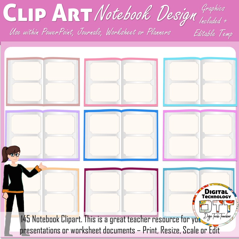 Notebook Vector Clipart, Notebook Powerpoint Element, Notebook Text ...