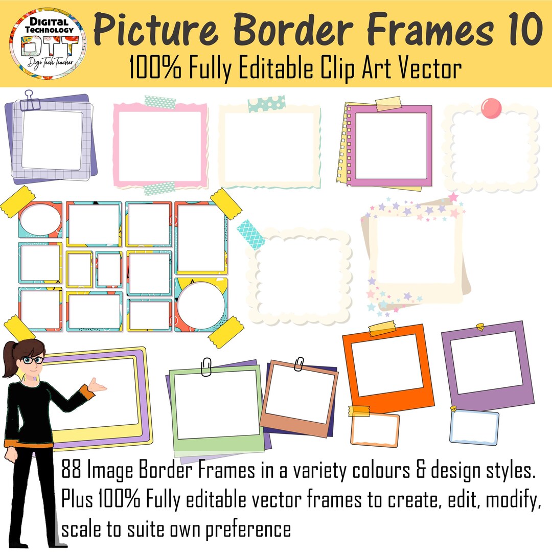 Digital Picture Border Frames 10, Photo Border Clip Art, Text Holder ...