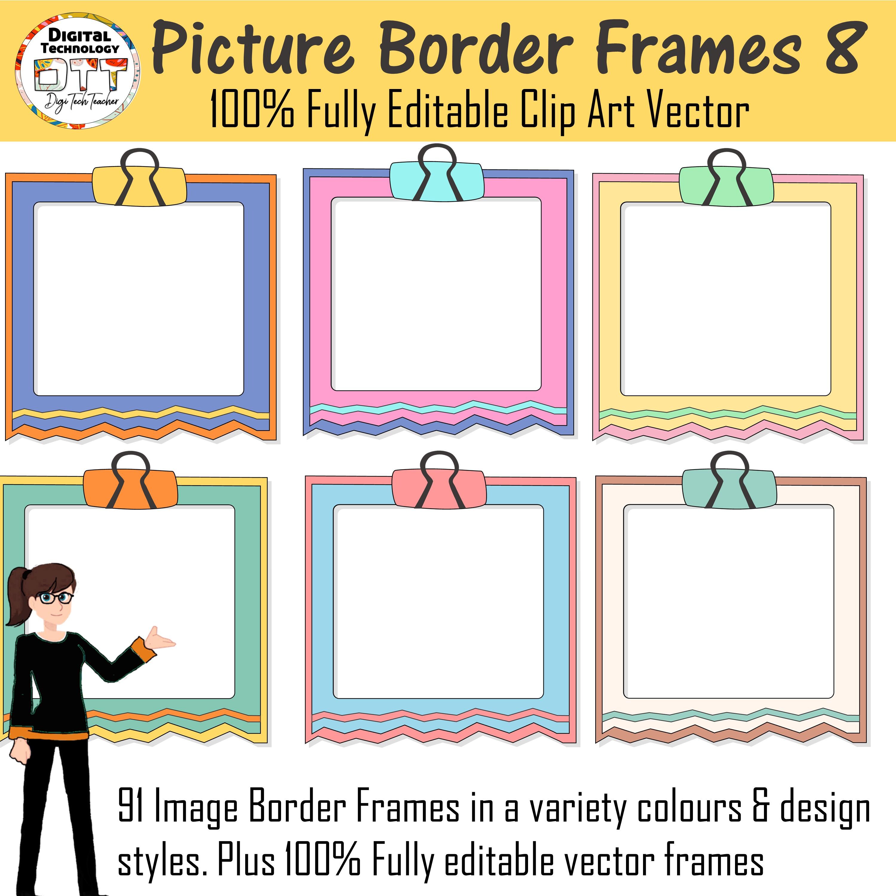 Photo Border Clip Art: 91 Editable PNG Vector Frames (digital Download ...