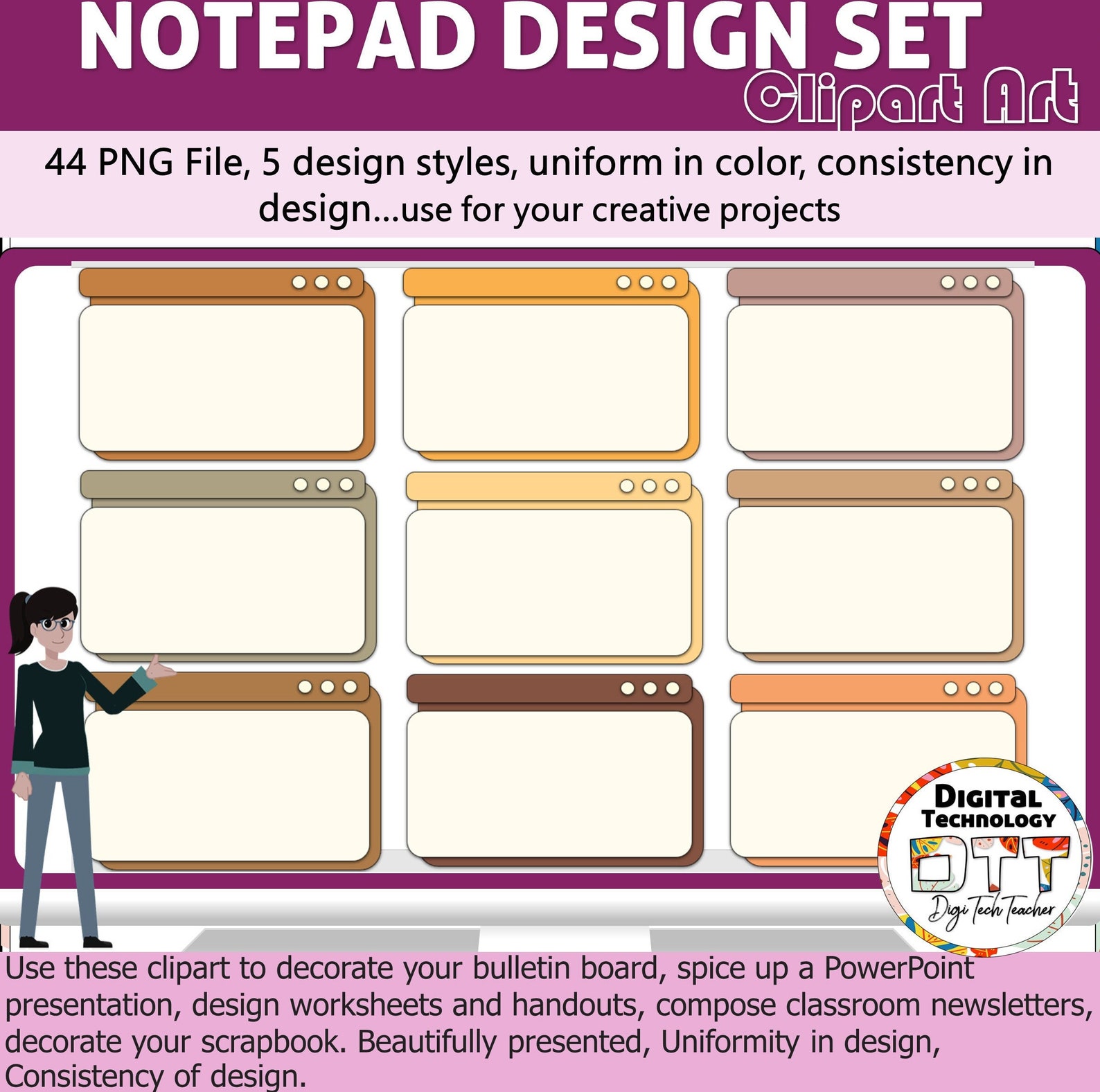 Notepad Clipart 1, Text Frames, PNG, Vector Notepad, Clipart Text Frame ...