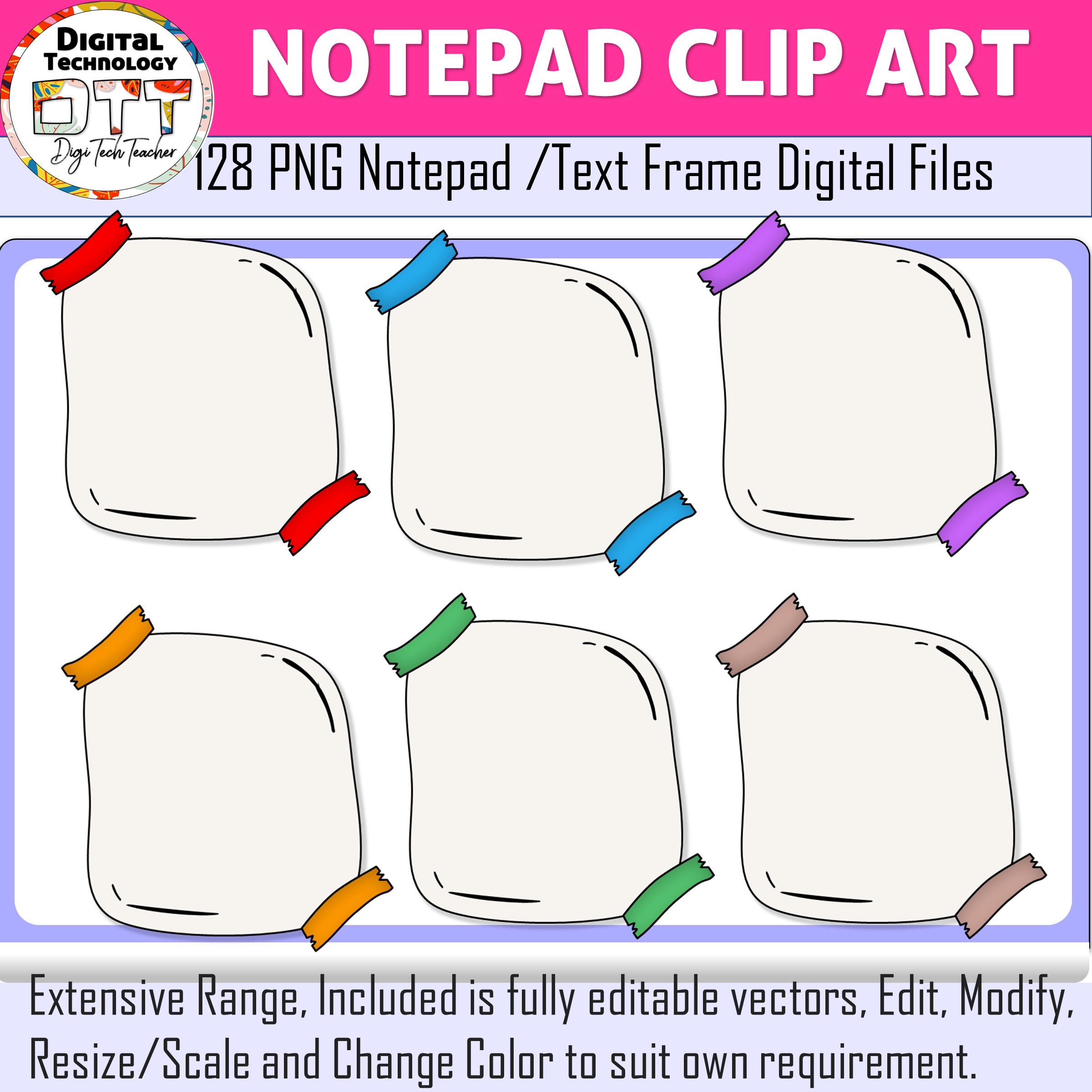 Notepad Clipart: 128 PNG Text Frames, Labels, Banners - Etsy