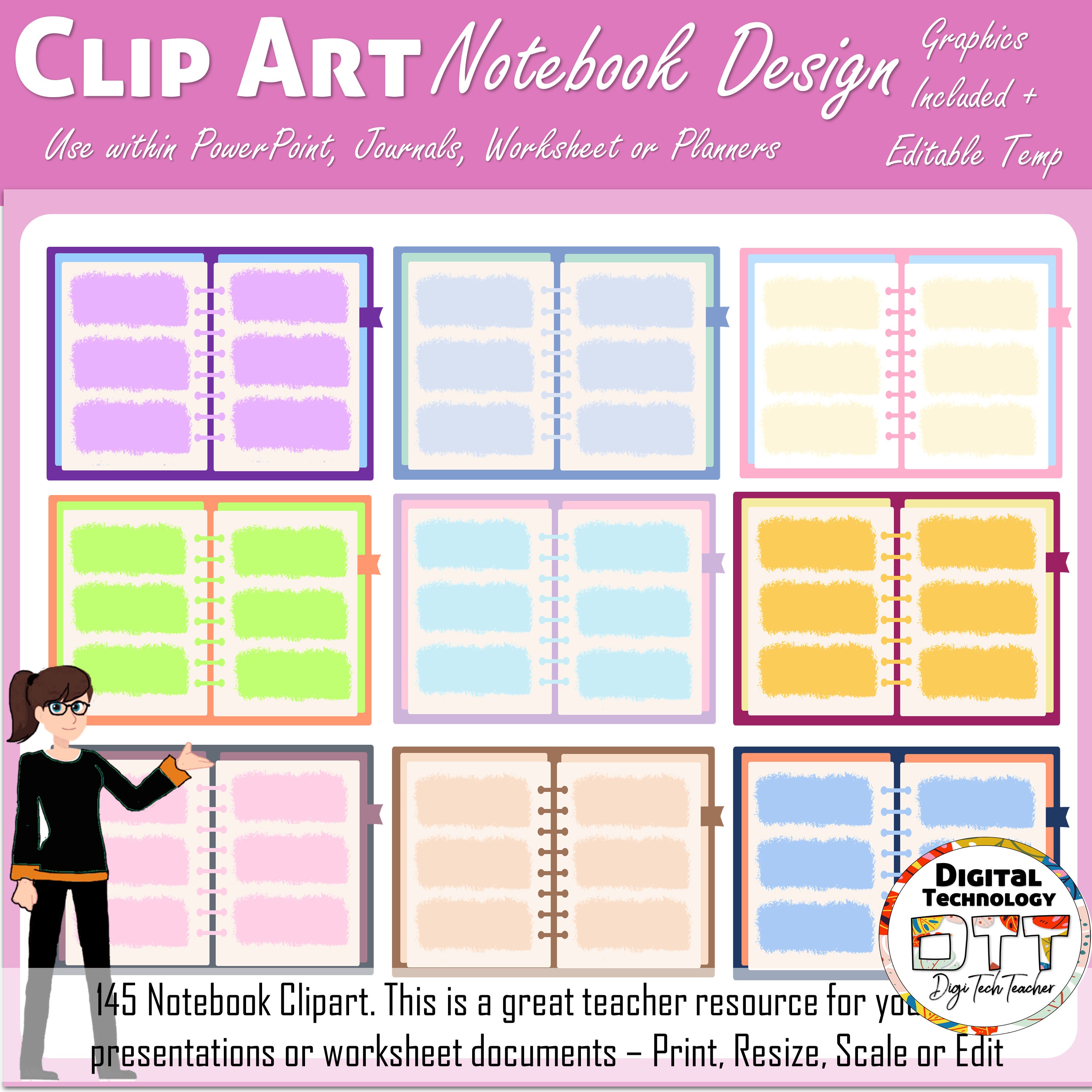 Notebook Vector Clipart, Notebook Powerpoint Element, Notebook Text ...