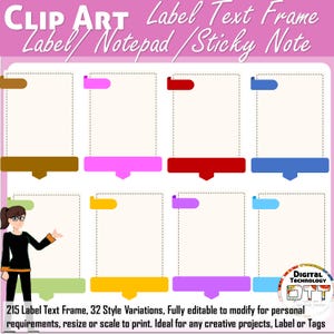 Lable Style Notepad and Sticky Note Designs, 215 PNG Digital Graphics ...
