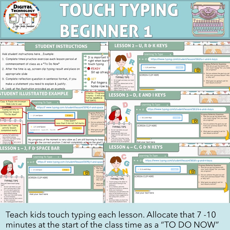 Touch Typing Beginner Lesson: Powerpoint Template (editable) - Etsy
