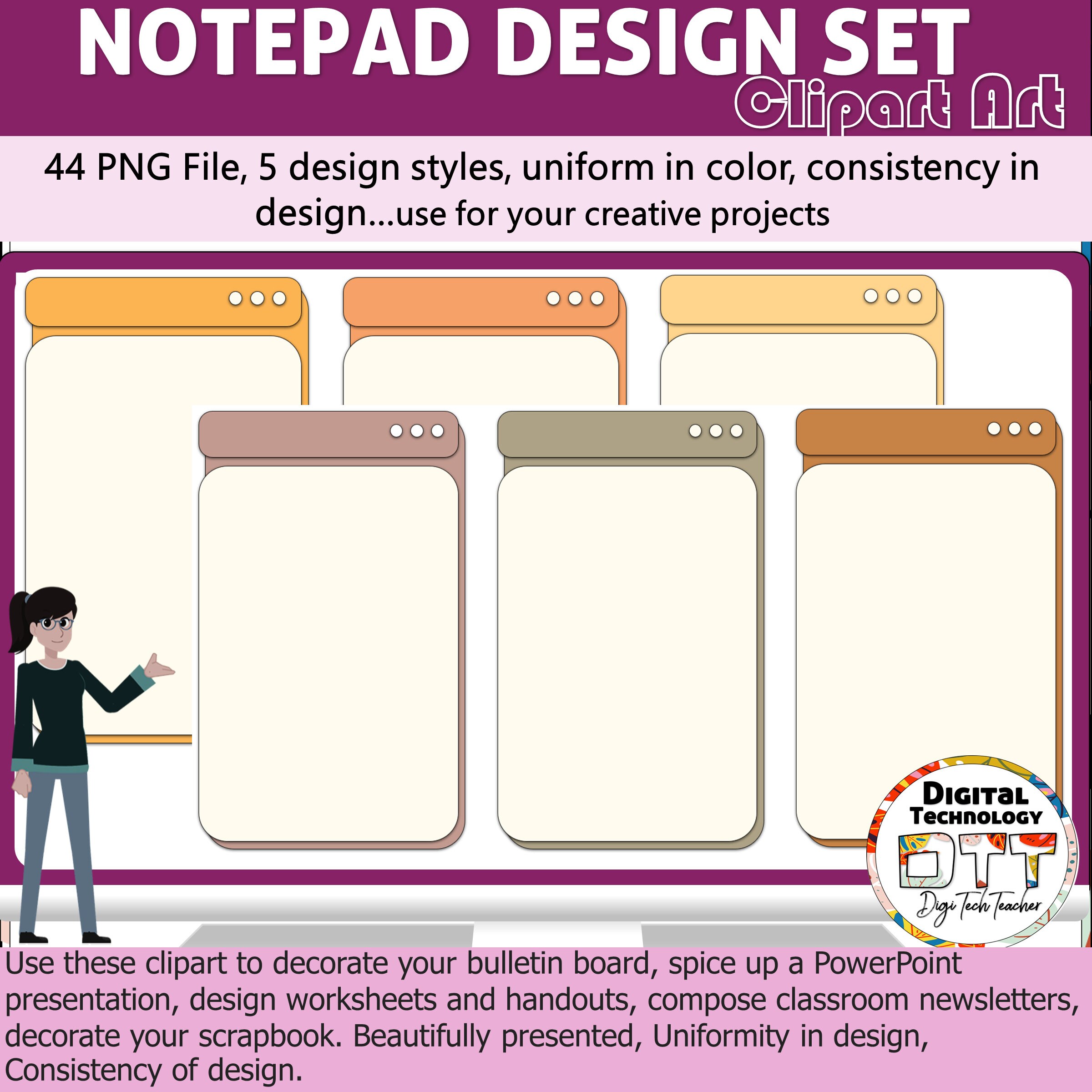Notepad Clipart 1, Text Frames, PNG, Vector Notepad, Clipart Text Frame ...