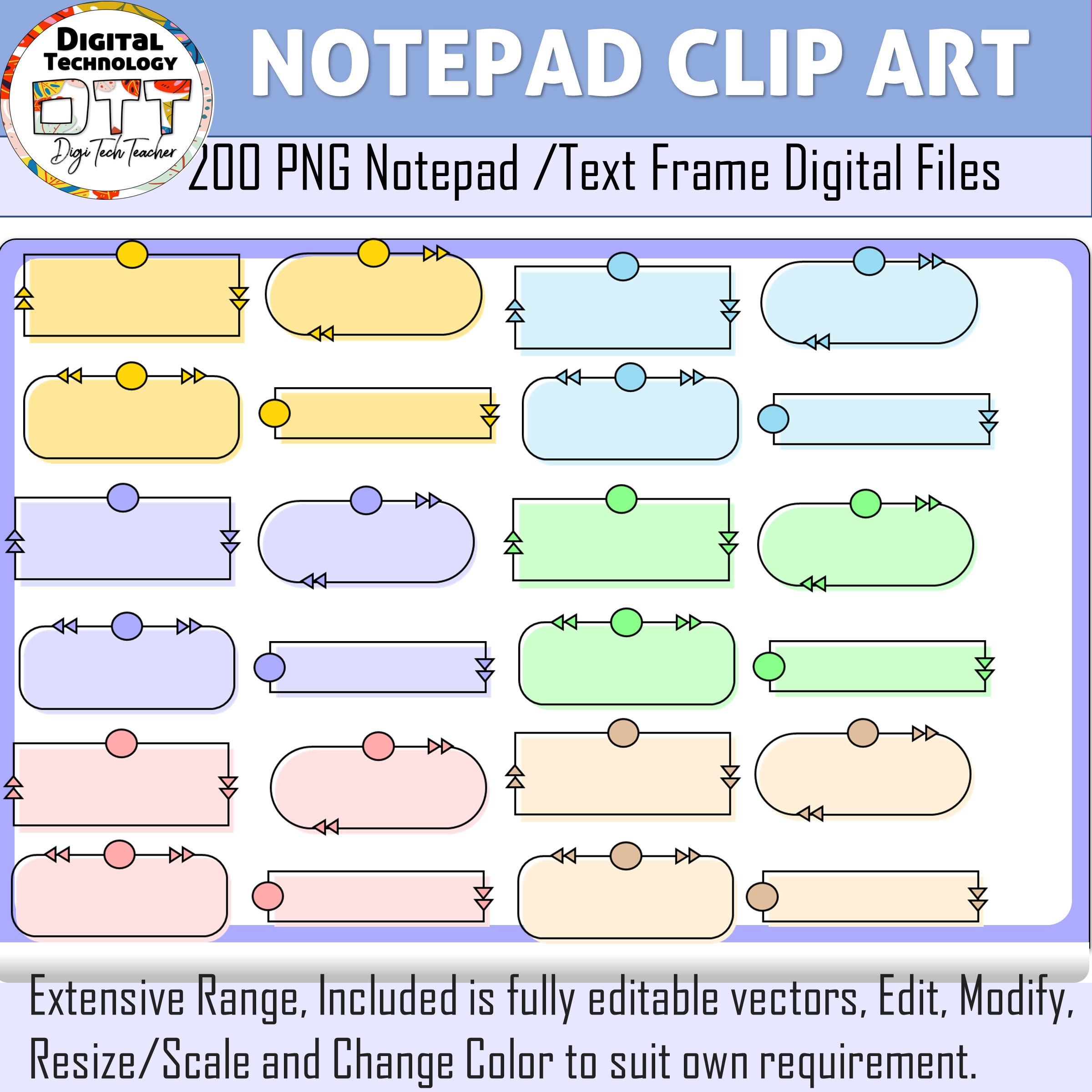 Notepad Clipart 6, 200 Graphics, PNG, Vector Frames, Vector Text Frames ...