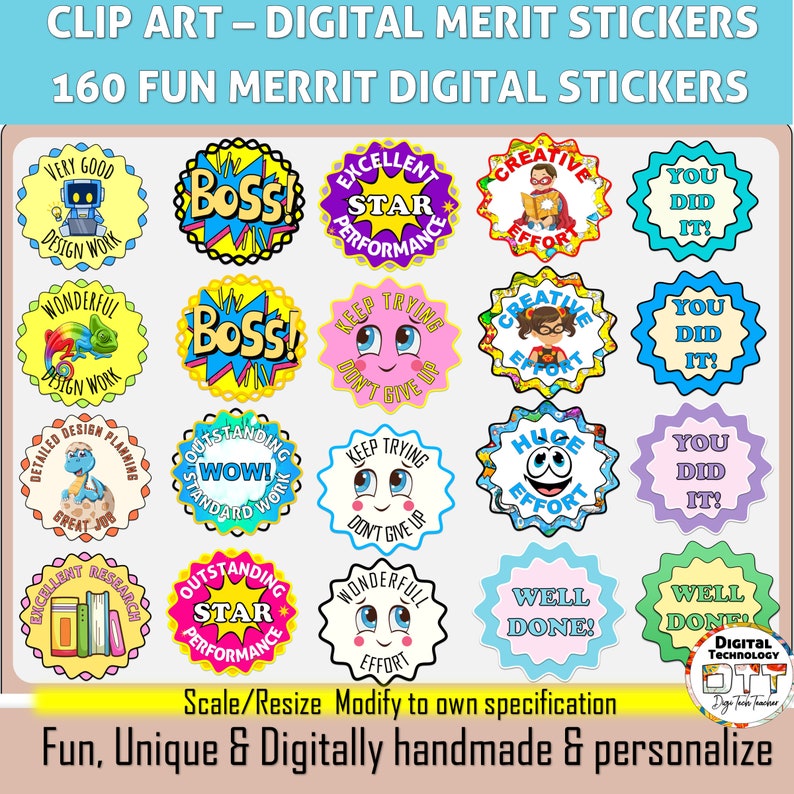 School Sticker Digital Clipart, Sticker, Kids Sticker, Digital Sticker ...