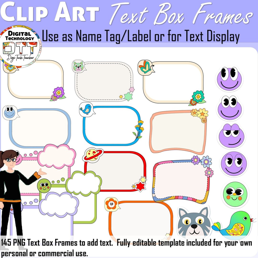 Text Box Frame Clipart, Cartoon Labels (digital Download) - Etsy Australia