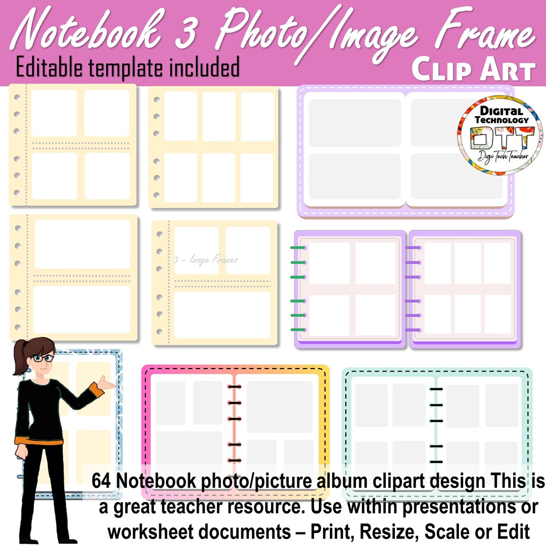 Notebook Picture Frame Clipart 3, Photo Frame Style Notebook, Journal ...