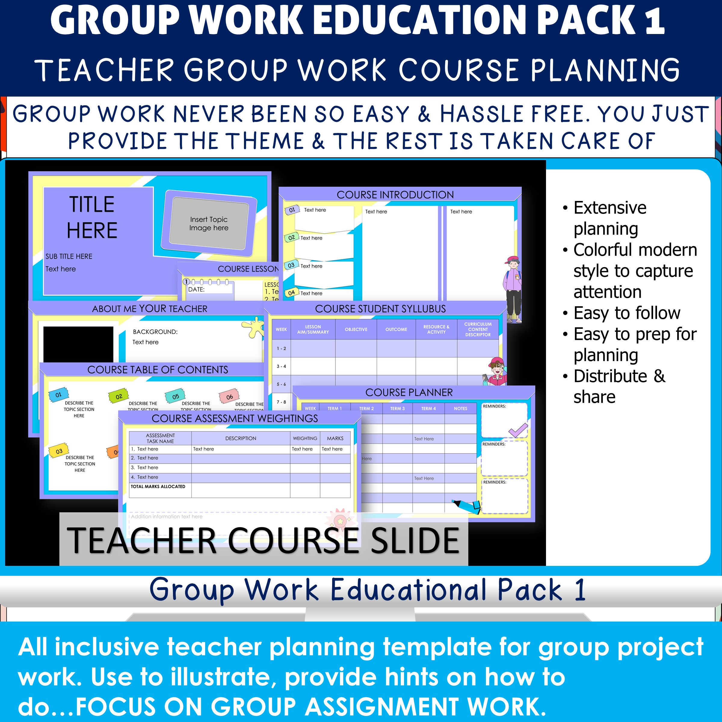 Teacher Group Project Powerpoint Template: Student Lesson Planner ...