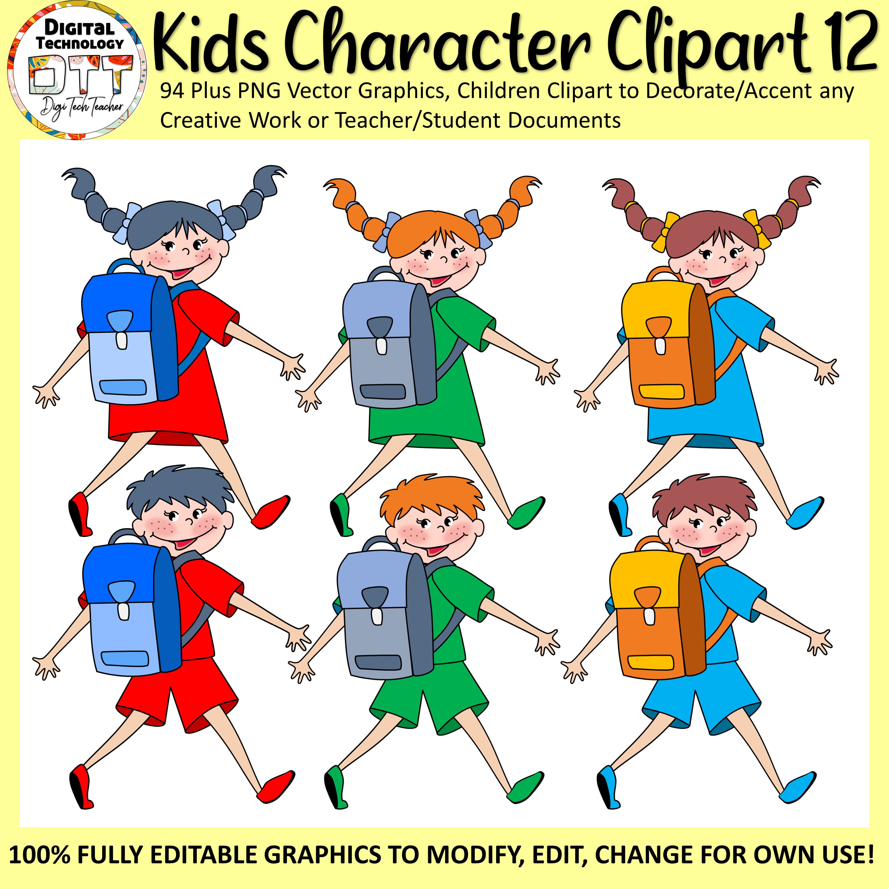 Kids Vector Clipart 12, Children Clipart, School Clipart, Middle School ...