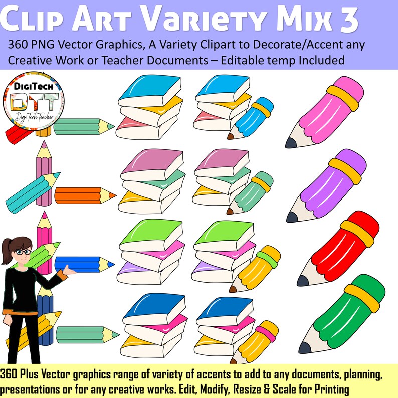 Clip Art Vector Variety Mix 3, Teacher Clipart, Page Accent Clipart ...