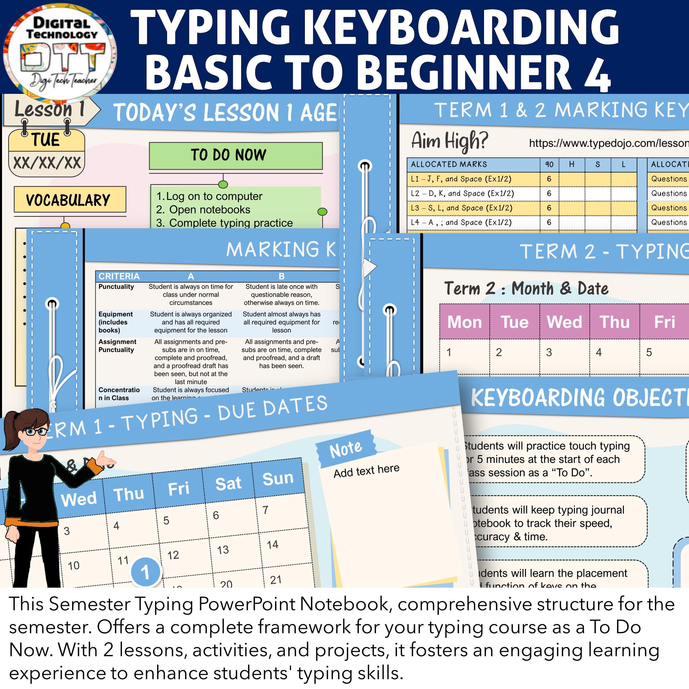 Touch Typing Basic Beginner 4, Keyboarding Practice, Typing Basics ...