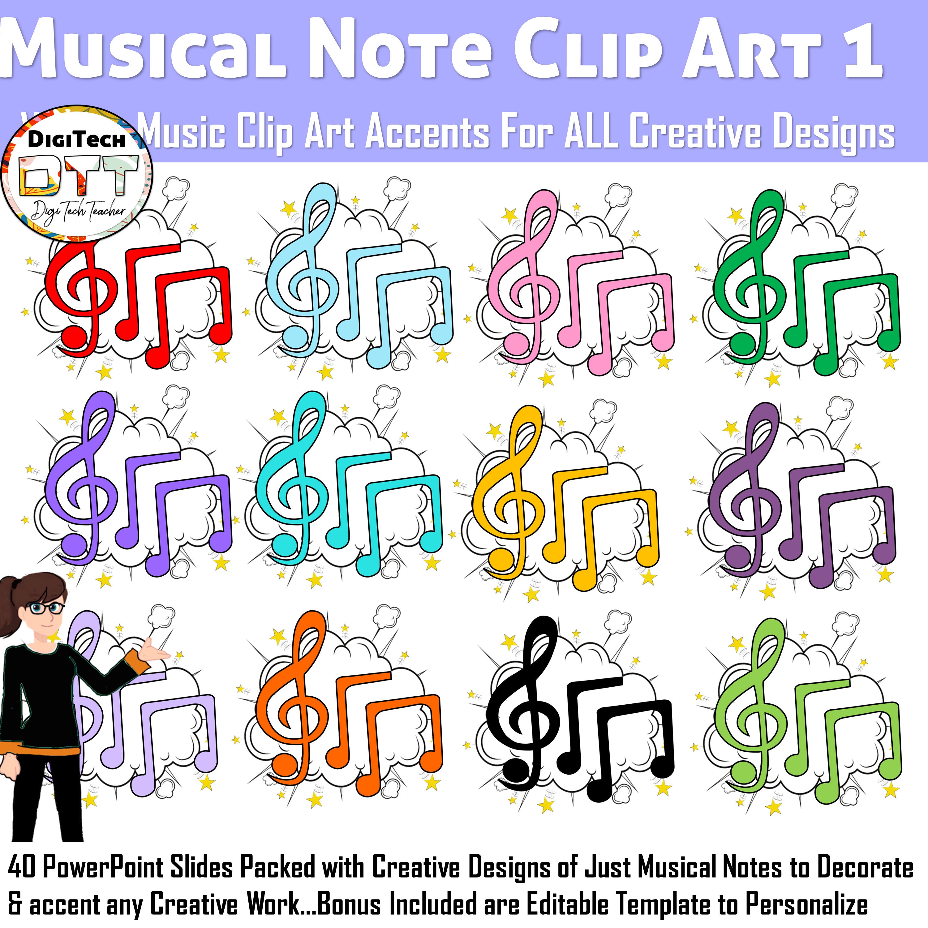 Musical Notes Vector Clip Art 1, Musical Note Icons, Musical Note ...